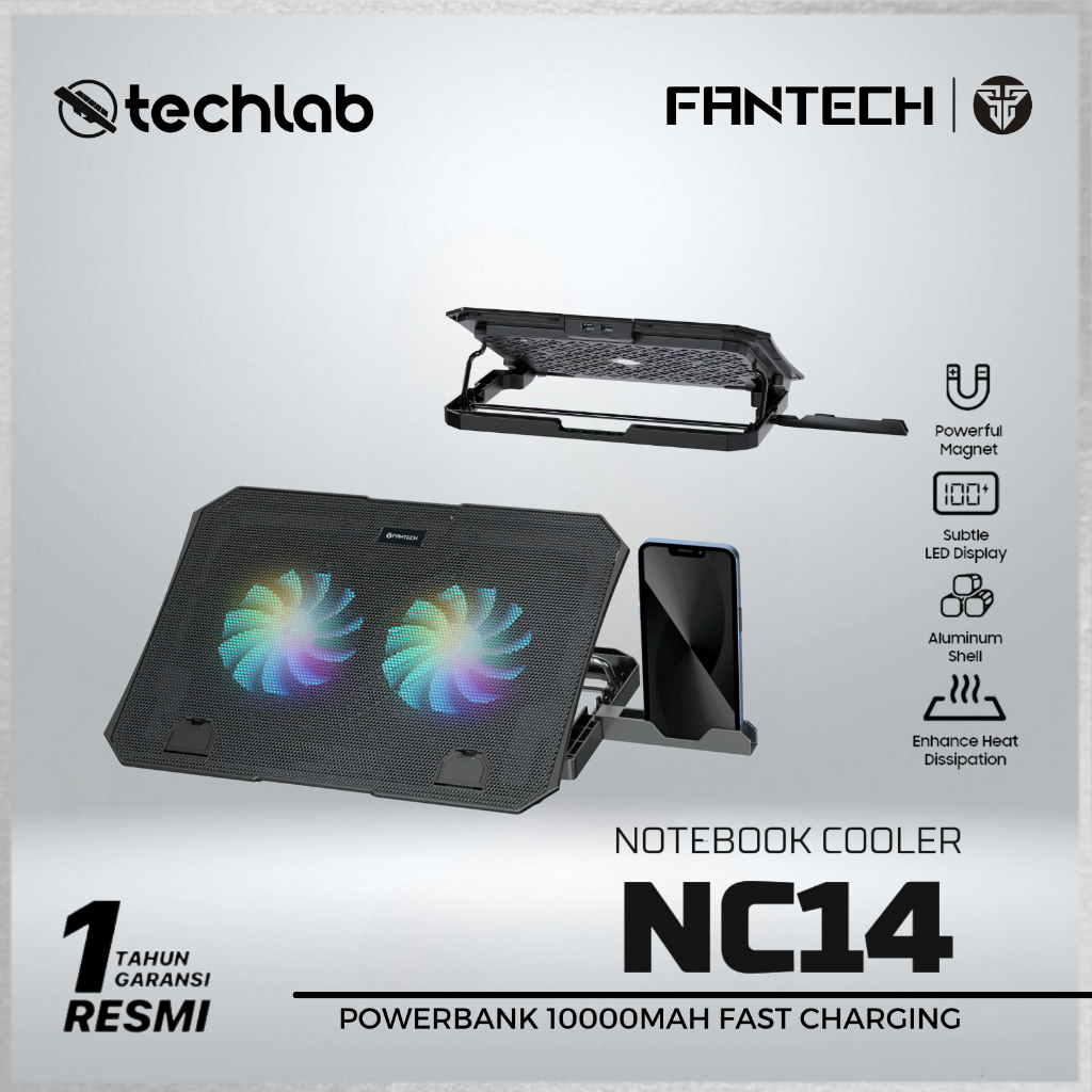 Fantech NC14 / NC-14 Notebook Cooler Adjustable Height Laptop Cooling ...