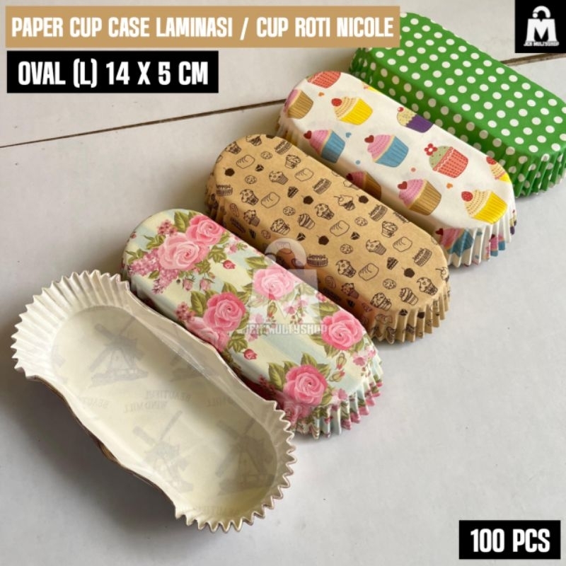 Paper cup case laminated oval (L) 14x5 cm NICOLE contents 100 pcs ...