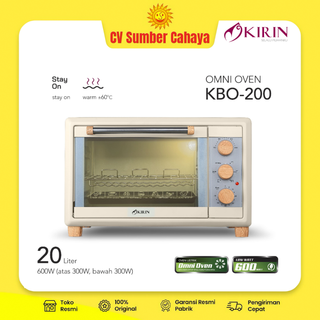 Kirin Electric Oven 20 Liter Omni Low 300 Watt 20L KBO 200 KBO200 Keep Warm | Shopee Malaysia