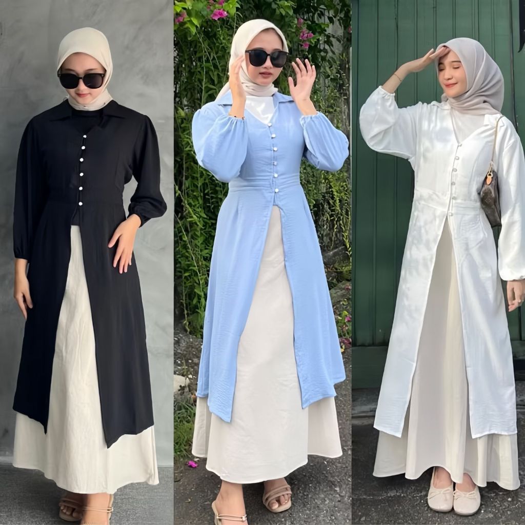 Sabila Shakila Premium Long Women's Outer Tunic | Shopee Malaysia