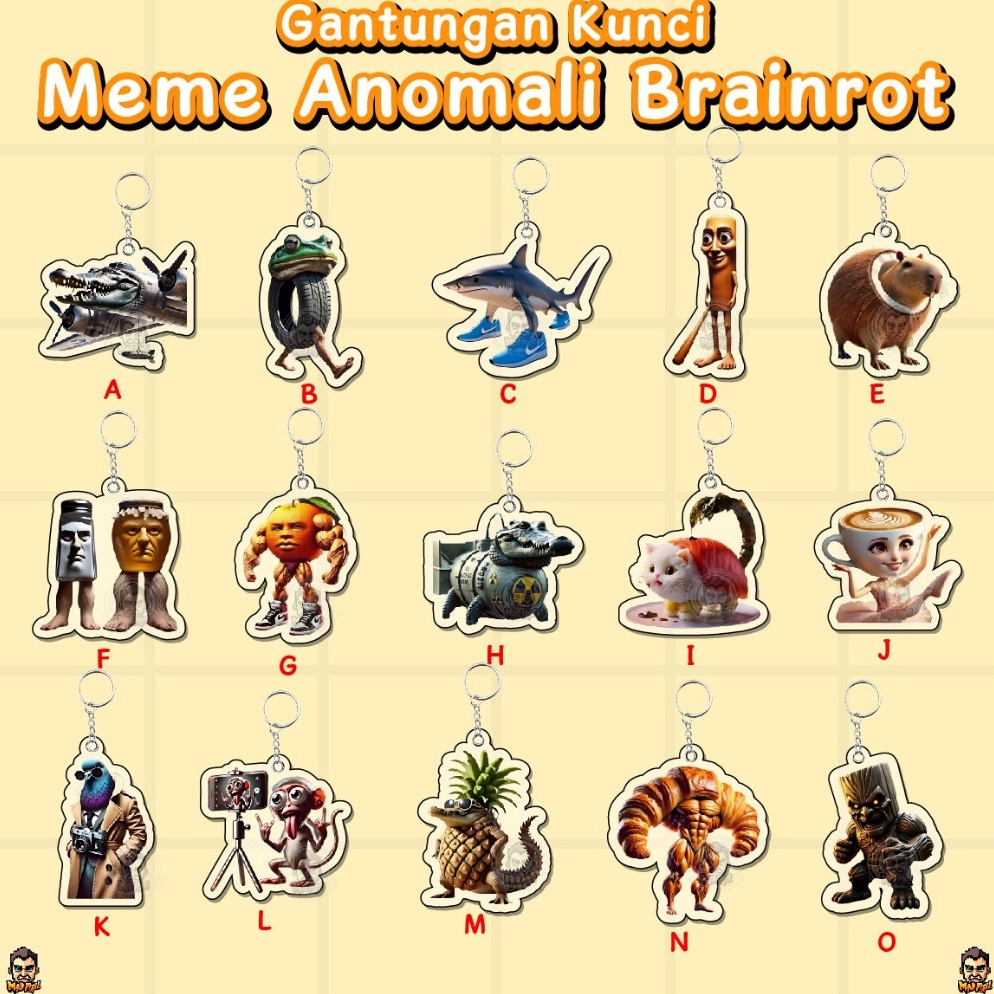 GANTUNGAN Update Keychain Meme Tung Tung Sahur Anomali Brainrot Keychain Bombardino Crocodilo ...