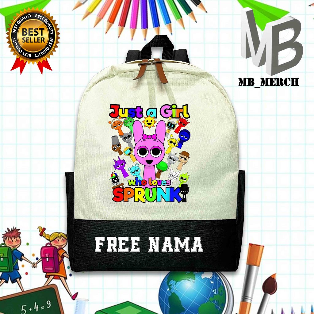 SPRUNKI JUST A GIRL BACKPACK UNISEX SPRUNKI GIRL SCHOOL BACKPACK (FREE ...