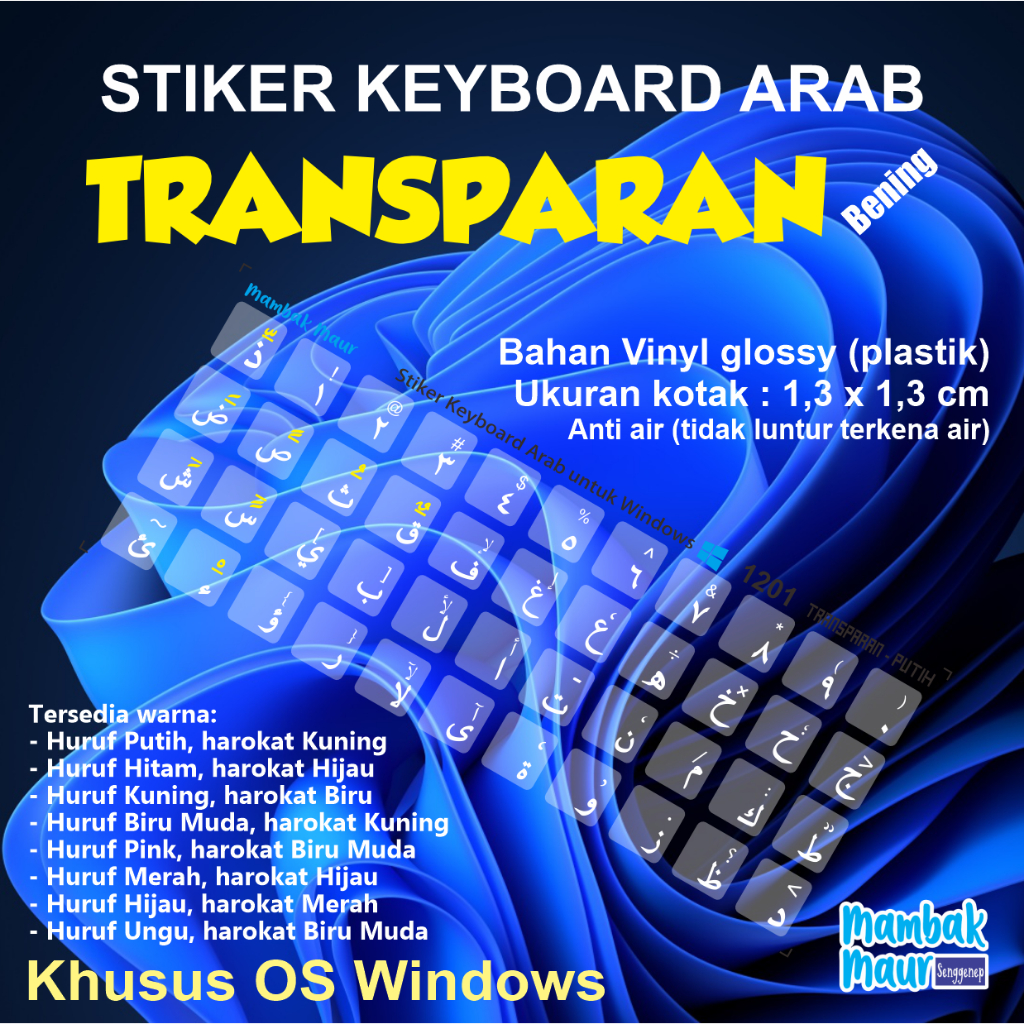 CLEAR TRANSPARENT ARABIC KEYBOARD STICKER FOR LAPTOP AND COMPUTER OS ...