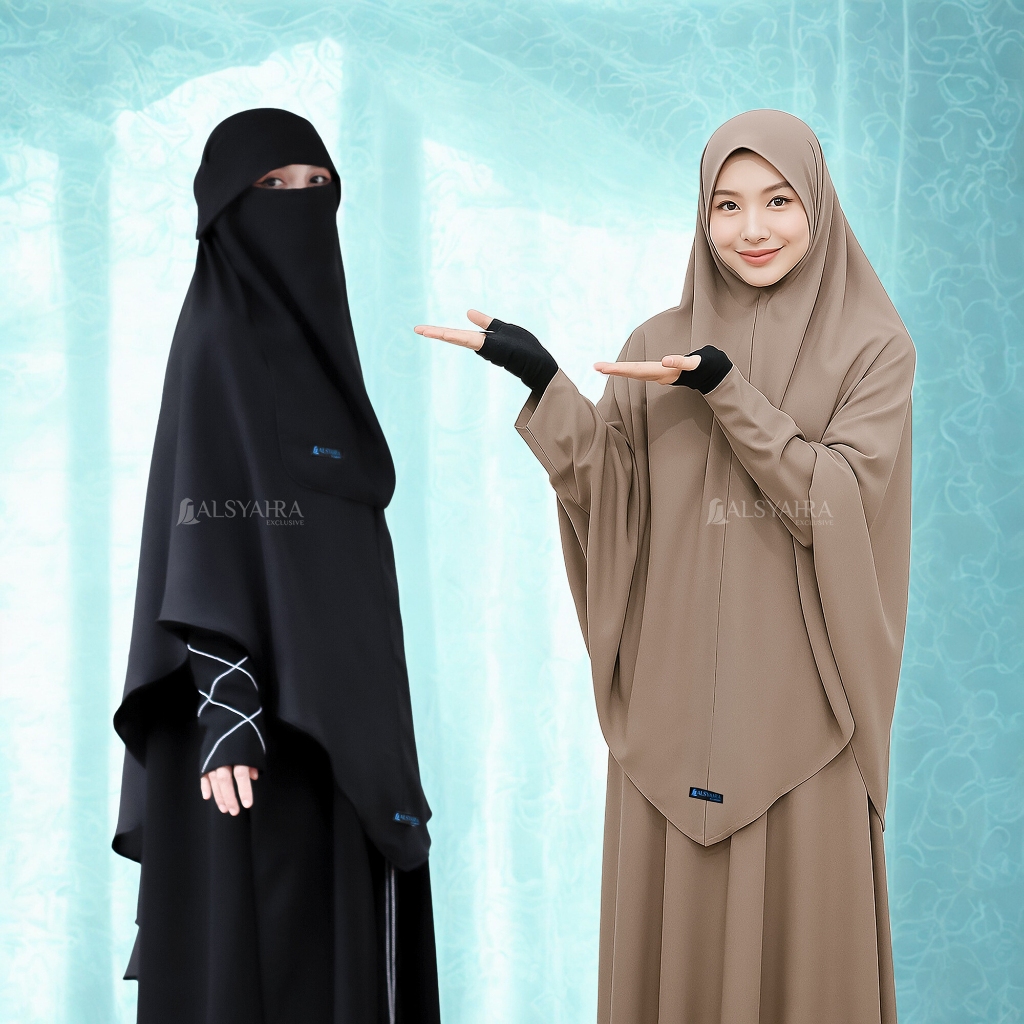 Alsyahra Exclusive Hijab - Khimar Shofa Niqab Set with Soft Crown Bangs ...