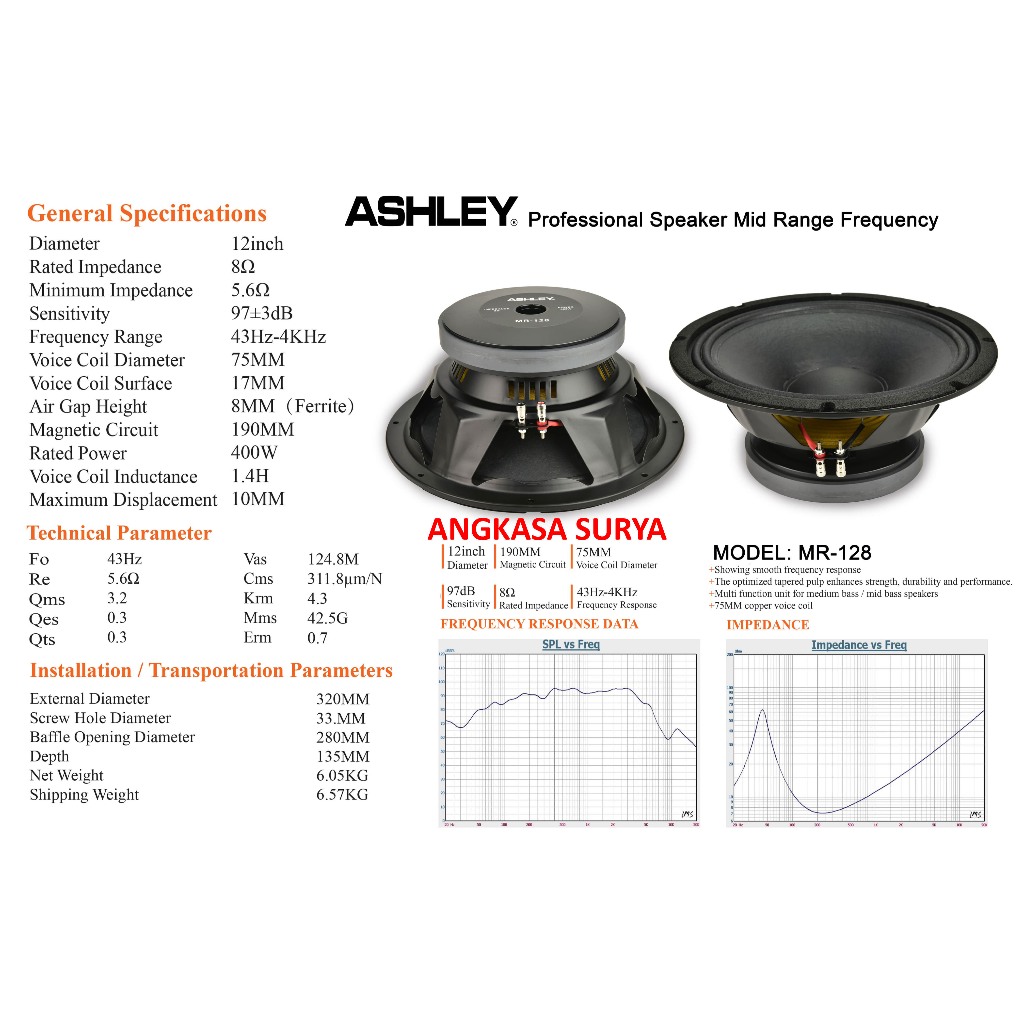 ORIGINAL ASHLEY MR128 COMPONENT SPEAKER / ASHLEY MR 128 COMPONENT ...