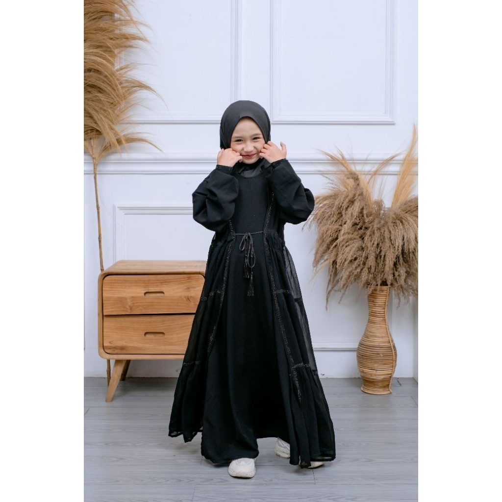 MATA Abaya Muza ANAK ROSYIDA Combination Chiffon Eyes Swarovski Black ...
