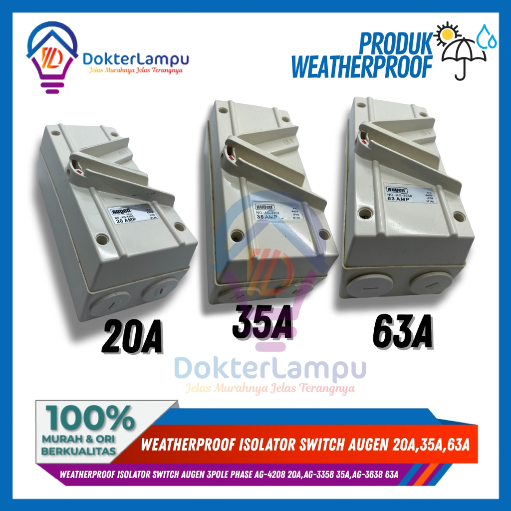 Weatherproof Weather proof Insulator Insulation Switch IP56 3P 3 Phase 20A,35A,63A | Shopee Malaysia