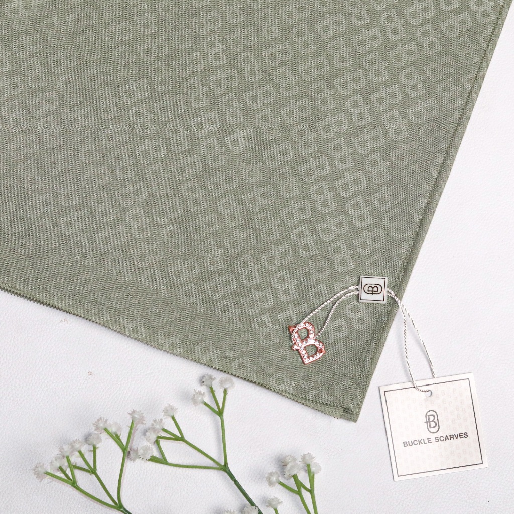 SQUARE HIJAB WITH EMBOSSED BUCKLE MONOGRAM/ SQUARE HIJAB WITH EMBOSED ...