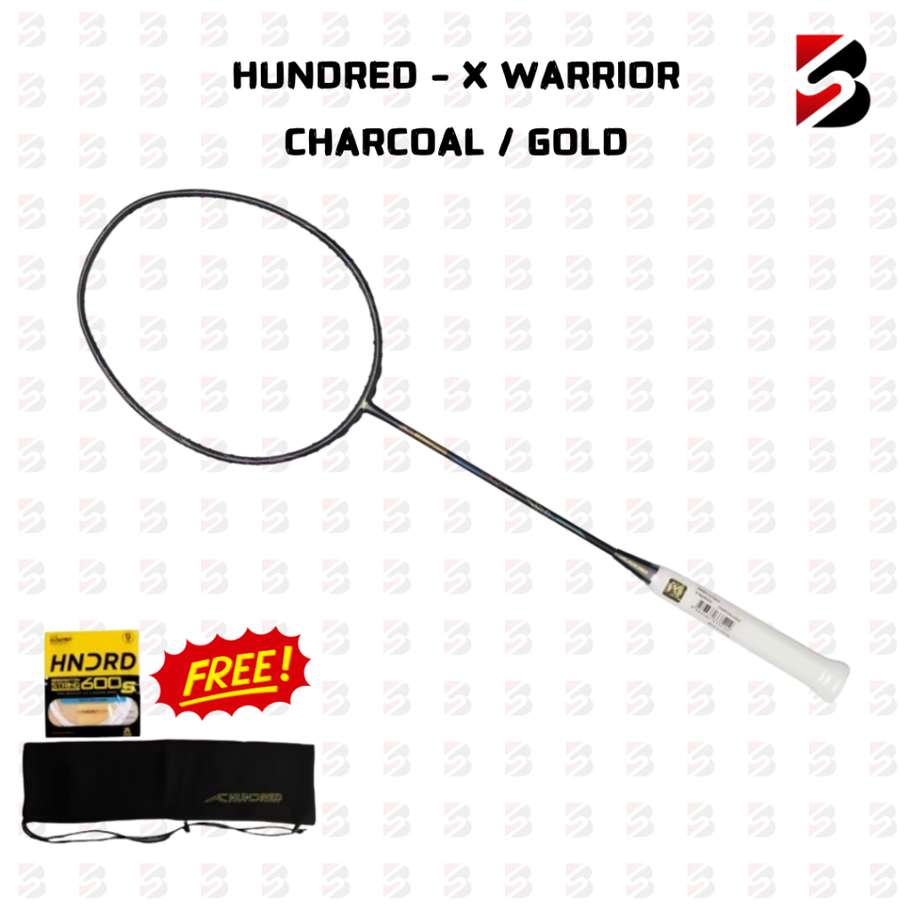 Hundred HNDRD X Warrior Charcoal Gold Badminton Racket | Shopee Malaysia