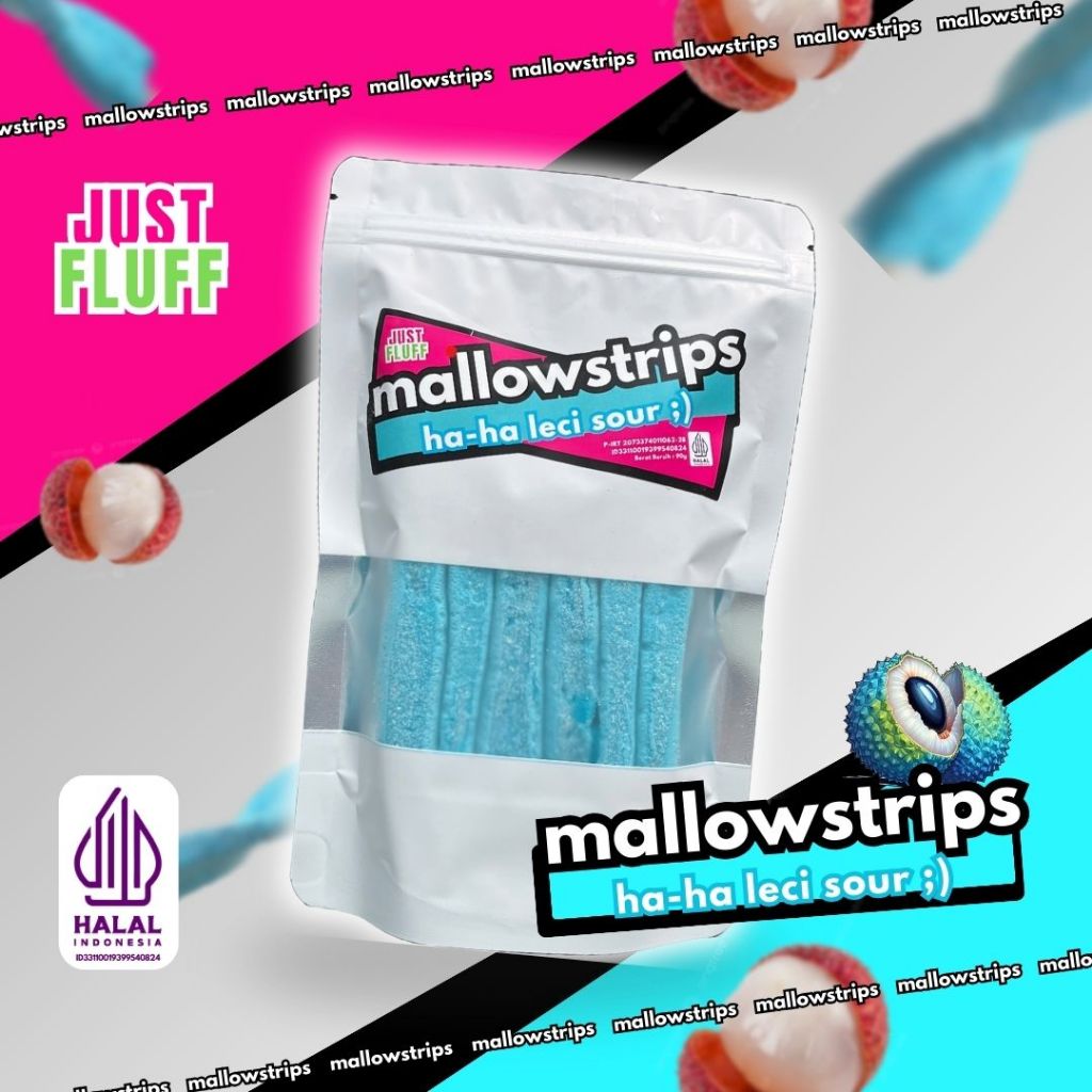 Mallow Strips HaHa Lychee Sour Justfluff Marshmallow [HALAL] | Shopee ...