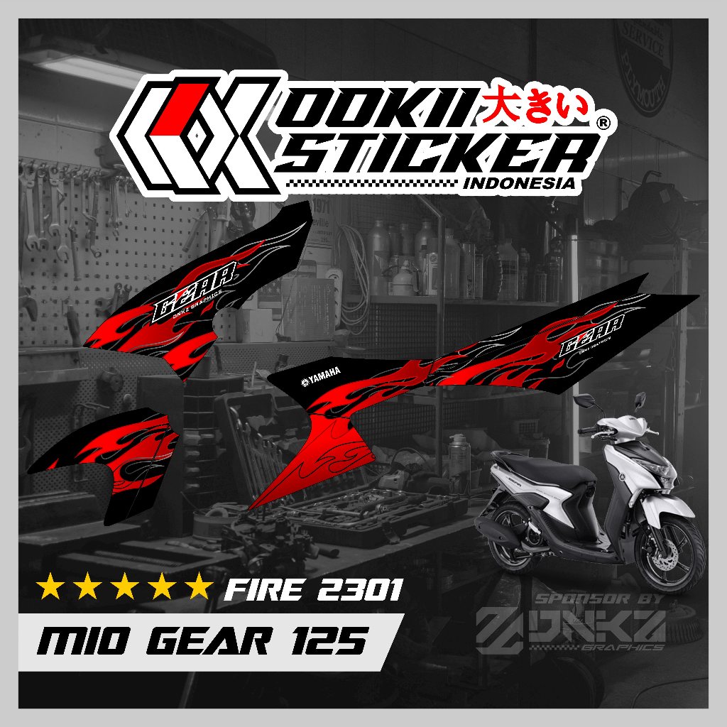 Mio Gear Sticker Decal Striping Mio Gear Fire Design 2301 OOKII ...