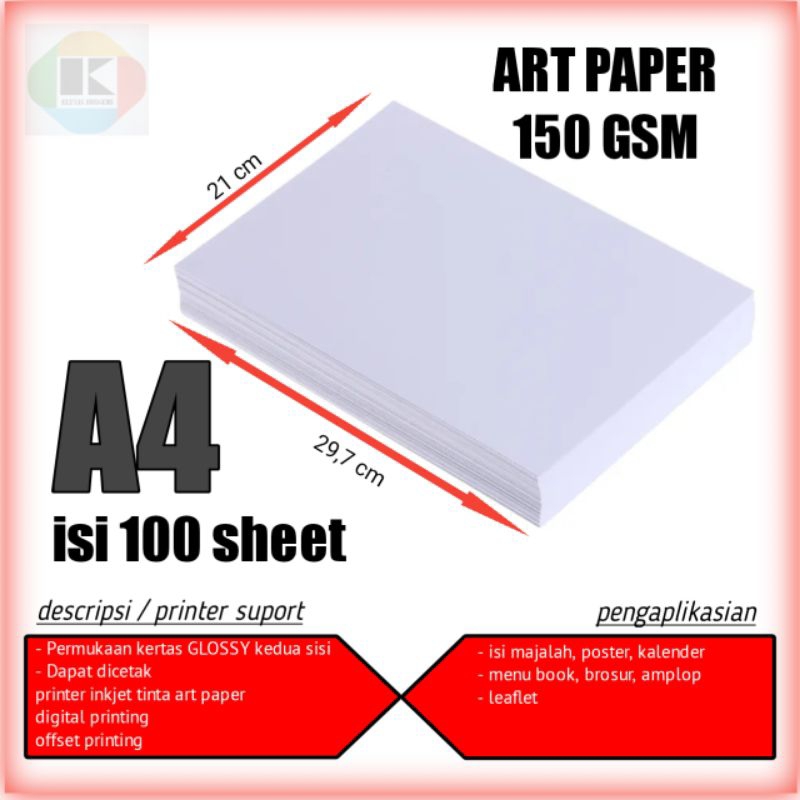 150 gsm A4 art paper contains 100 sheets of A4 150 gsm glossy art paper ...