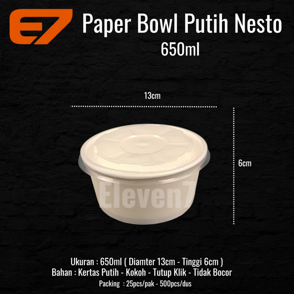 PUTIH Paper Rice Bowl White 650ml - Paper Bowl (500pcs) | Shopee Malaysia