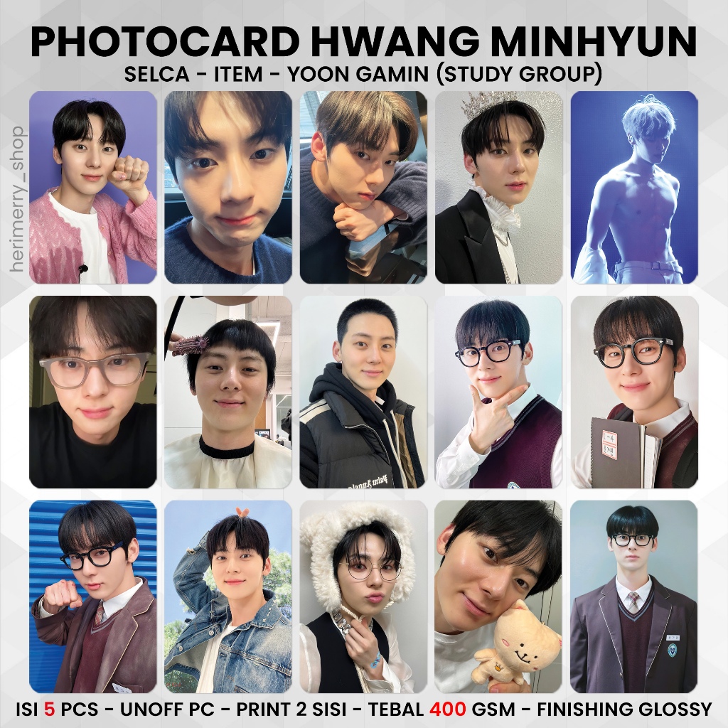 (CONTAINS 5 PCS) Hwang Minhyun Photocard - Premium PC 2 Sides Kpop Card ...