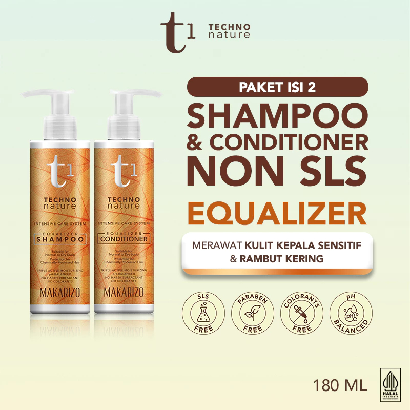 Package CONTAINS 2 Makarizo T1 Techno Nature Equalizer Shampoo & Conditioner 180 mL - Shampoo ...