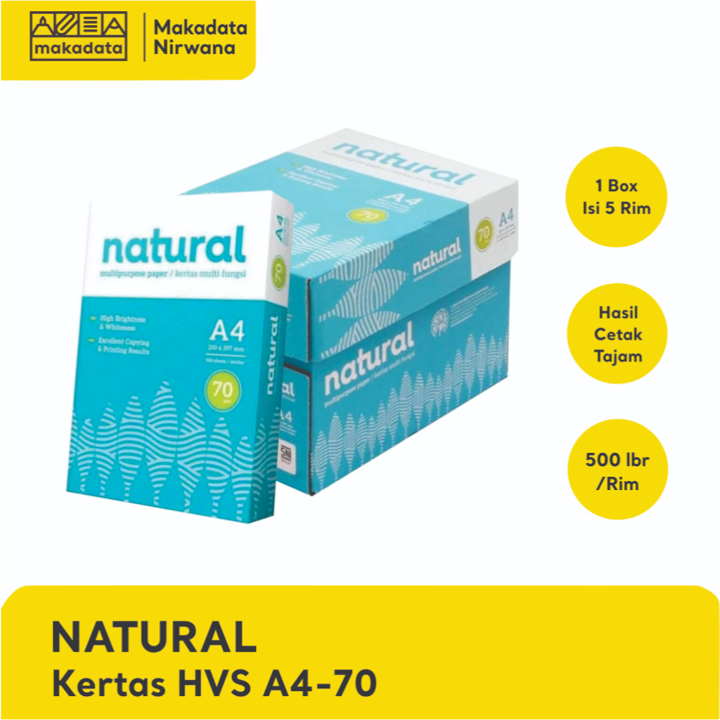 NATURAL PAPER HVS/PRINT/PHOTO COPY A4-70 (1 BOX) | Shopee Malaysia
