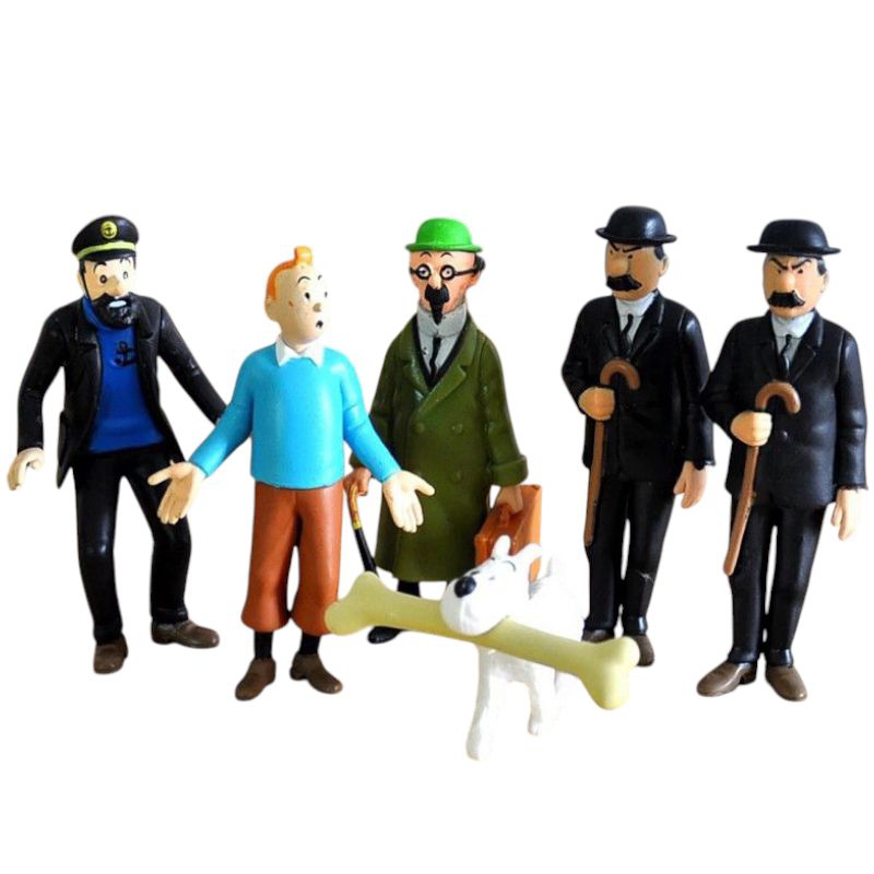 Action Figure Set of 6 Anime Tintin Blue Dupont Captain Haddock ...
