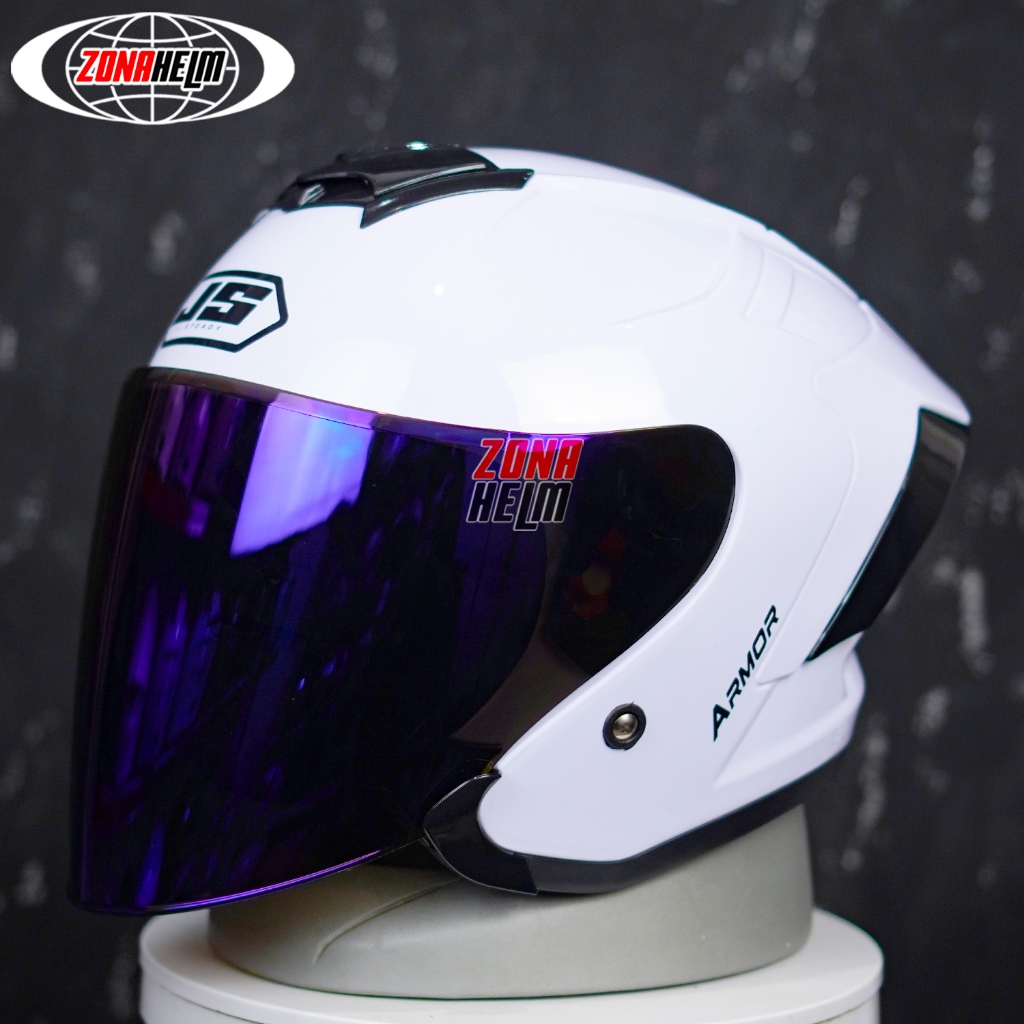 Original JS ARMOR Solid White Half Face Helmet | Shopee Malaysia