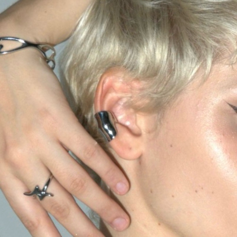 Gush STUDIO Plate Ear Cuff - Stainless Steel Stainless Steel Unisex ...