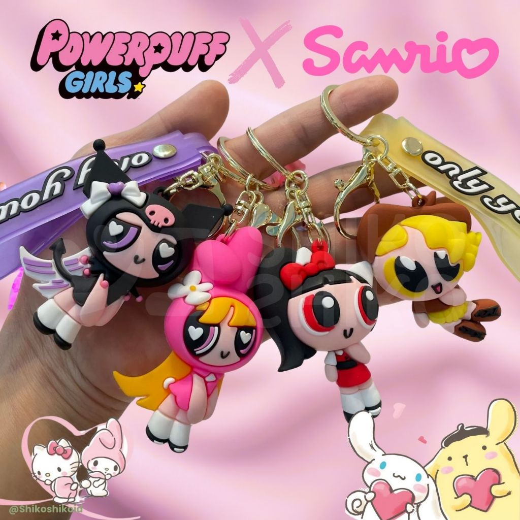 GANTUNGAN Kycppg Keychain Power Puff Keychain Powerpuff Girls x Sanrio ...