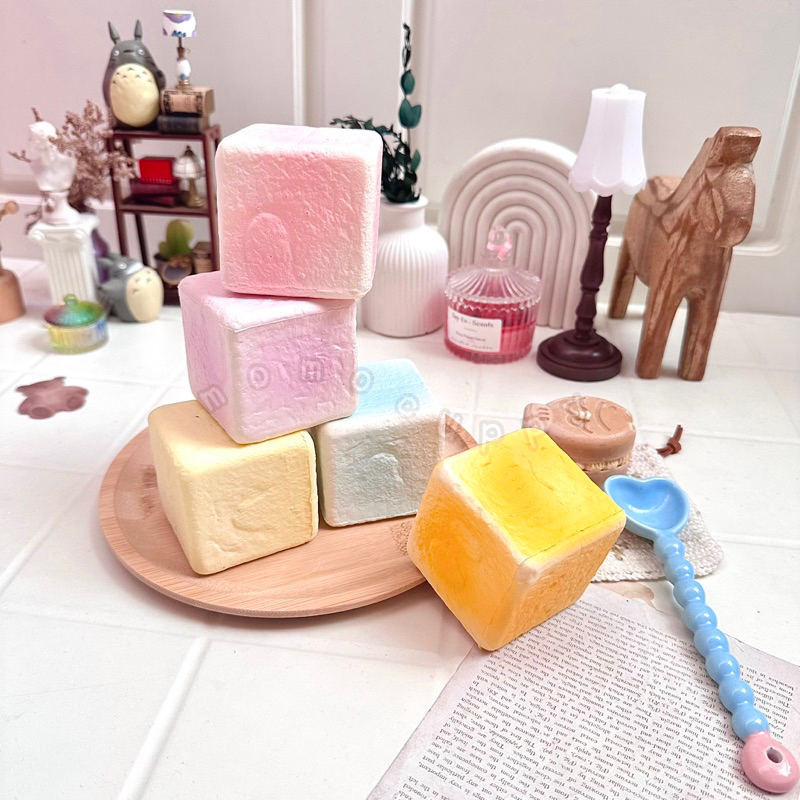 Momocuppy pastel square tofu bread squishy SUPER SLOW & SOFT (children ...