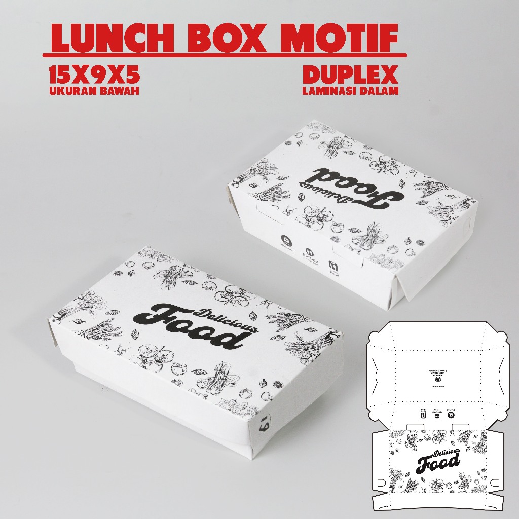 Paper Lunch Box DF Motif Duplex Material 350 gsm FULL LAMINATED / Kraft ...