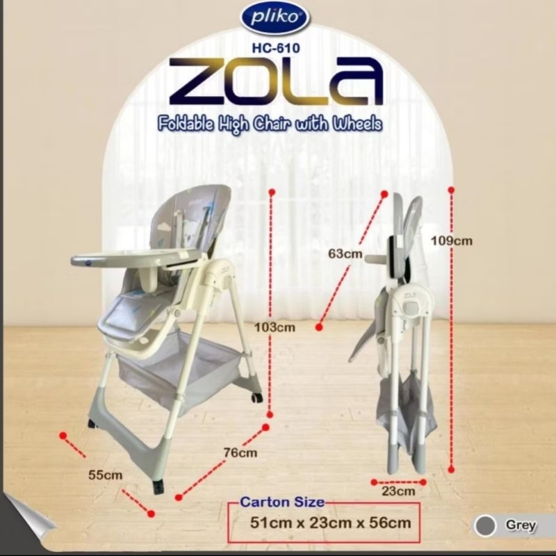 Pliko zola foldable hight chair with wheels multifunctional baby dining ...