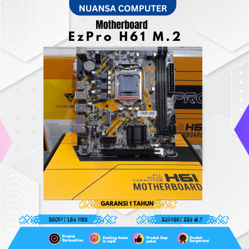 Ezpro H61 Motherboard Support ssd M.2 nvme - Socket LGA 1155 | Shopee ...