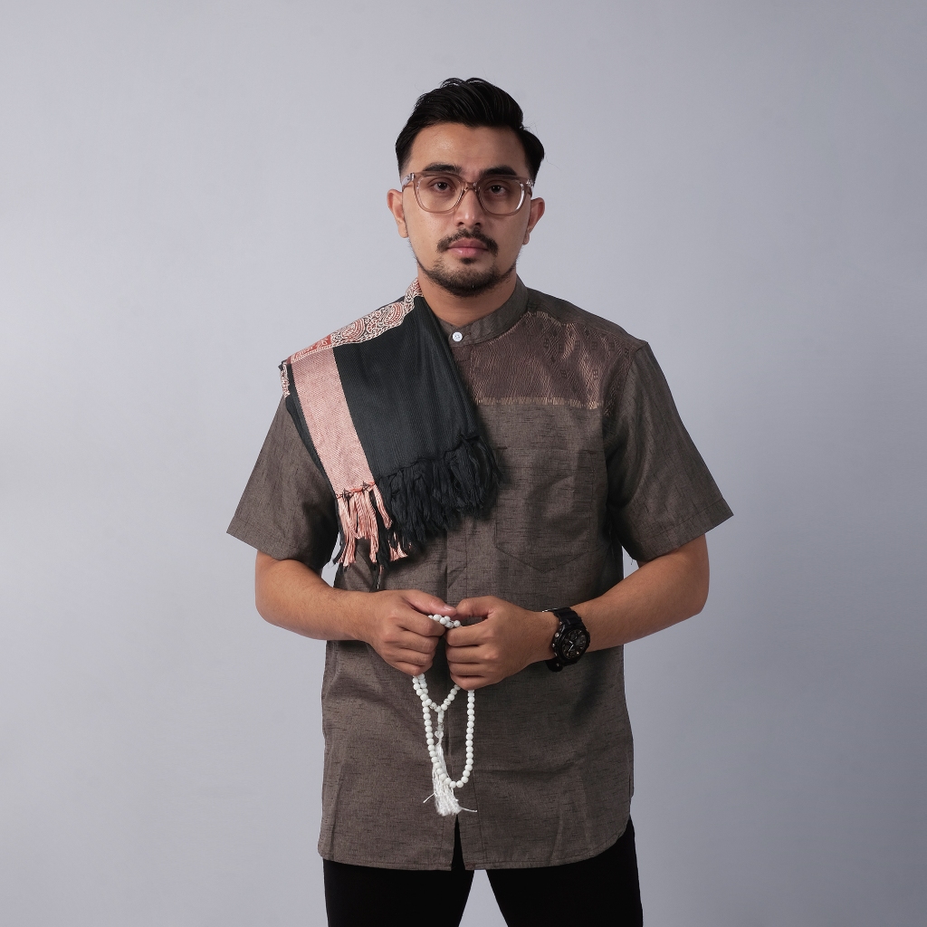 Dgm Men's Koko Shirt Short Sleeve Premium Embroidery Dark Brown Block ...