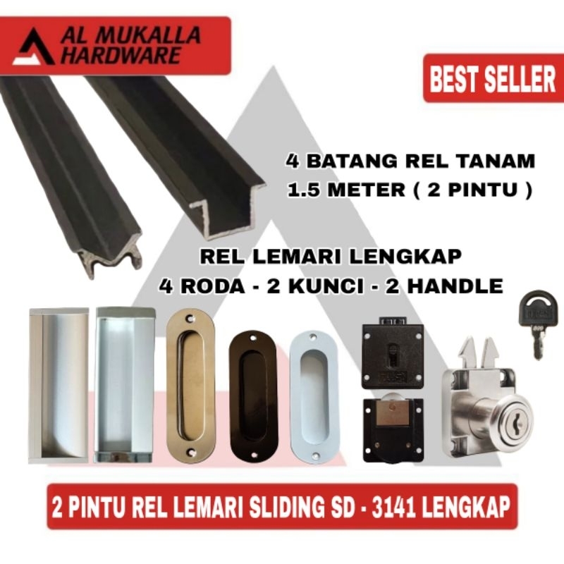 Rel Lemari Sliding Tanam LAS - 02 U M 2 Pintu 1.5 Meter | Rel Lemari Geser LAS - 02 U M / Rel ...