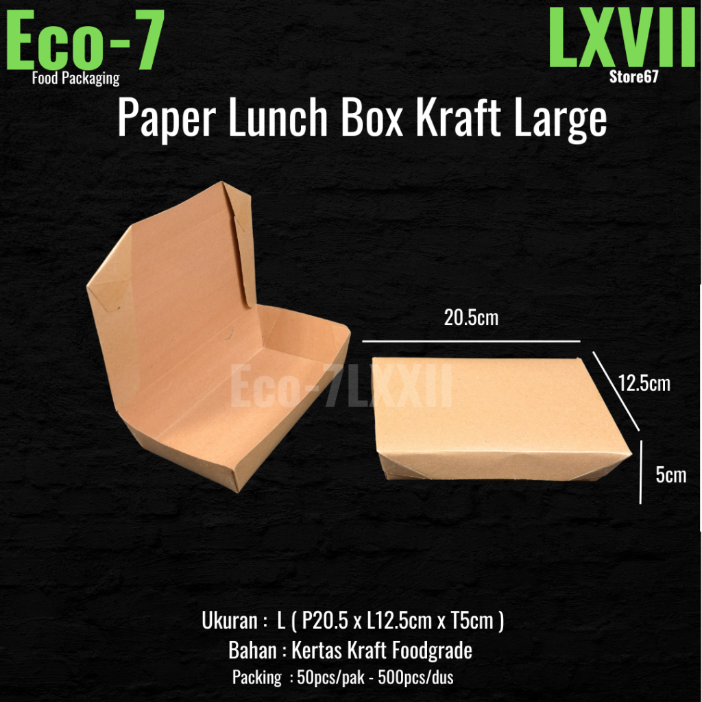 Brown Kraft Paper Lunch Box Size L - Brown Kraft Paper Lunch Box (50pcs ...