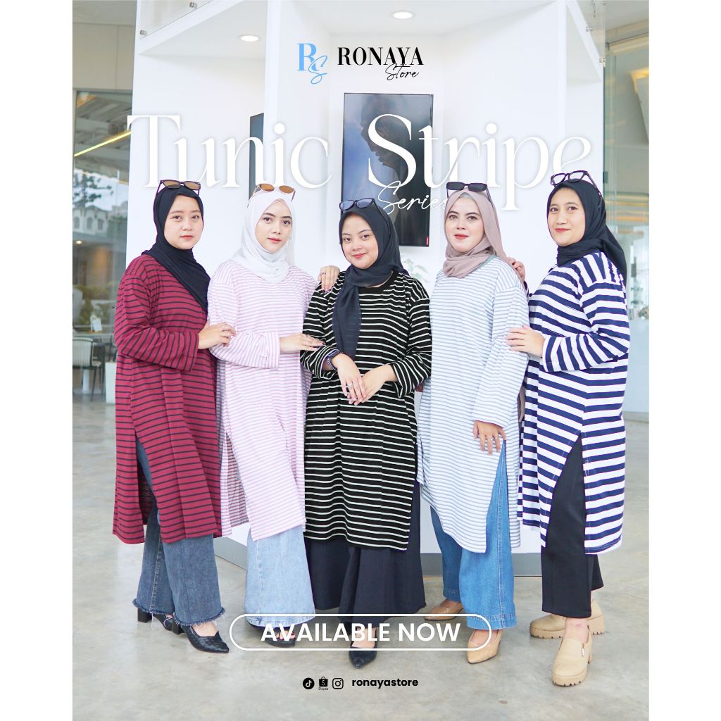 RONAYA STRIPE TUNIC OVERSIZED T-SHIRT OVERIZED LONG STRIPE TUNIC ...