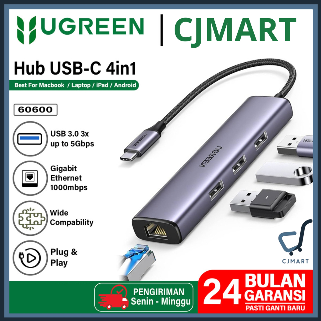Ugreen USB Hub Type C iPhone 15 iPad Macbook 4 USB Ports + Type C 5Gbps | Shopee Malaysia