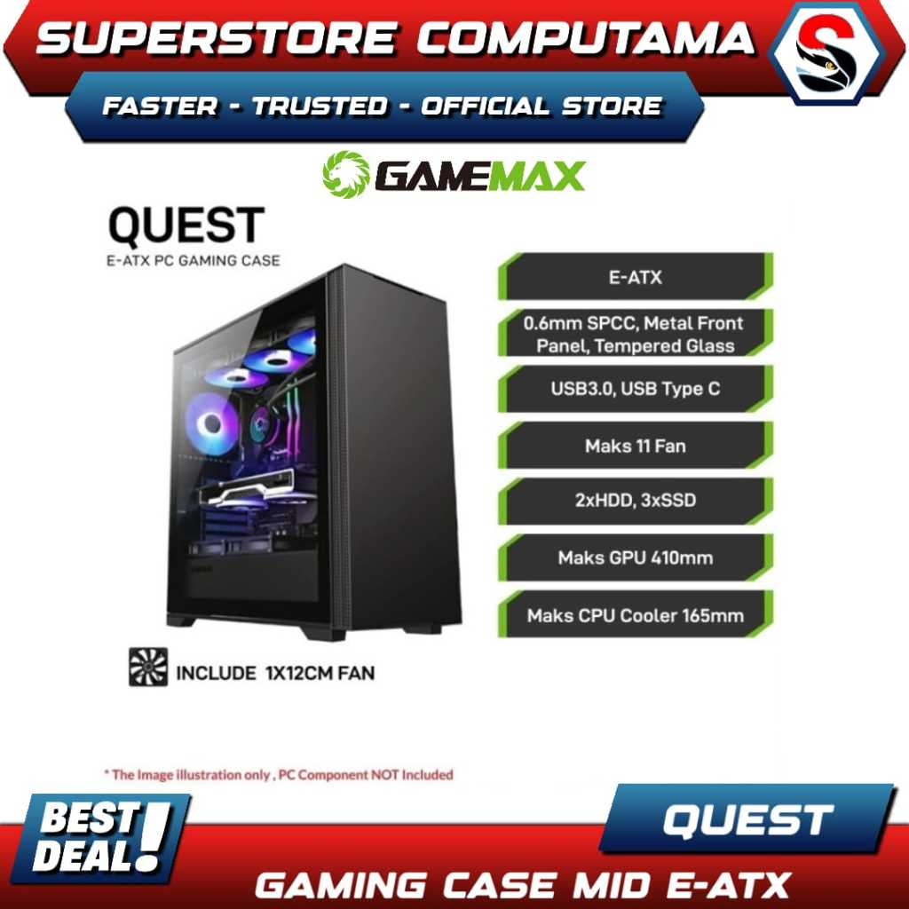 Gamemax Quest Mid Tower E-ATX Gaming PC Case | Shopee Malaysia