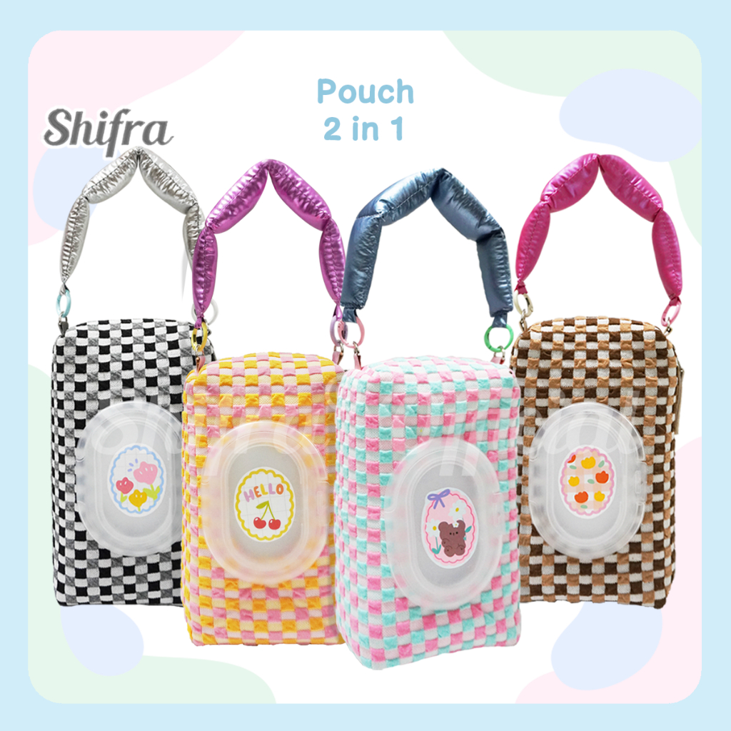 Shifra Tissue Pouch 2 in 1 Dry Tissue Cover Cute Puffy Rope Knit Wet ...