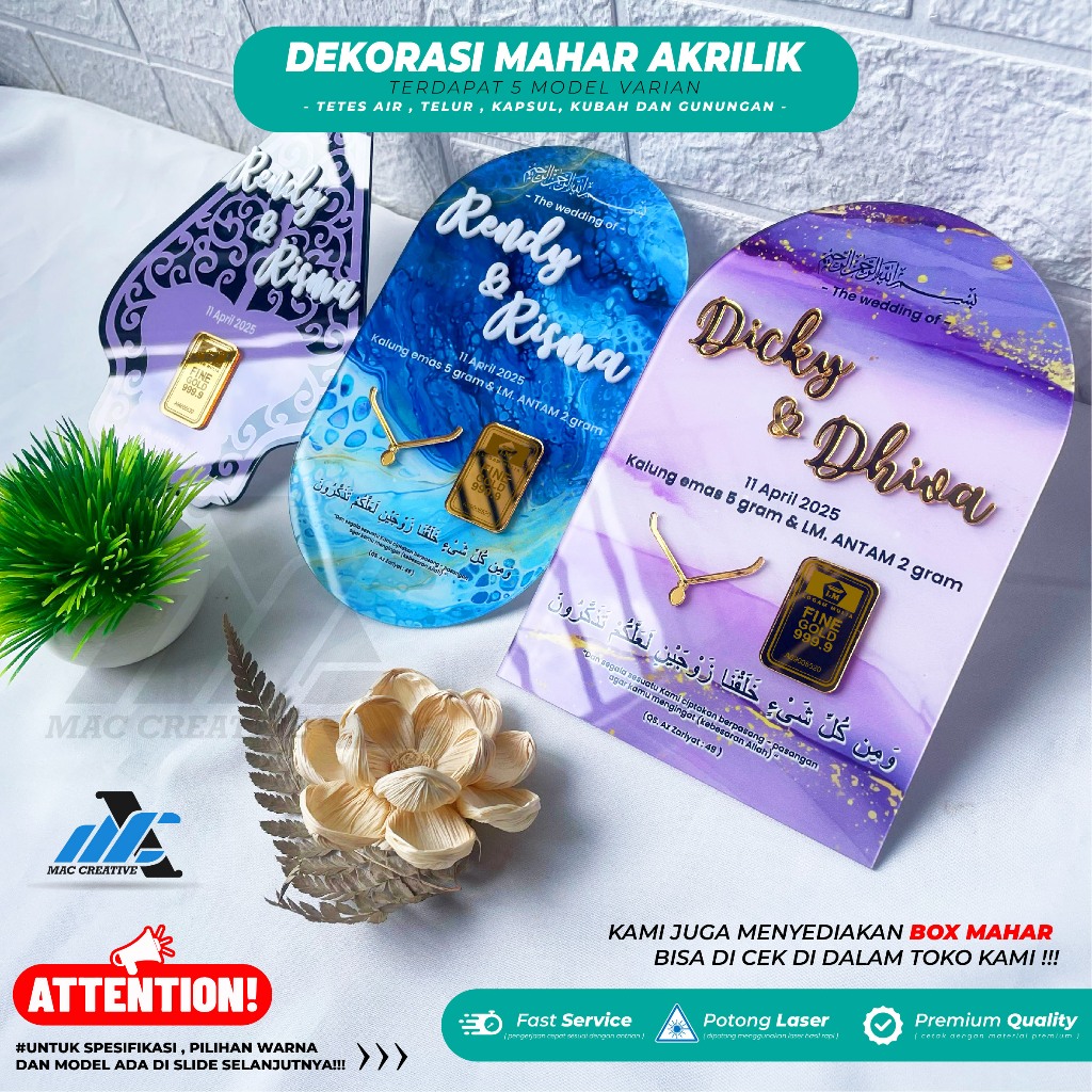 Acrylic Custom Dowry Decorations with Marble Motifs, Water Drop Dome ...