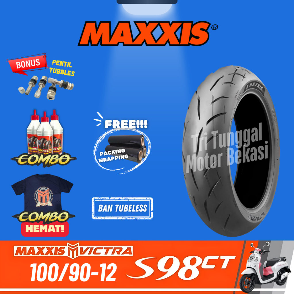 MAXXIS RING 12 VICTRA 98 CT TUBELESS TIRE 100/90-12 / NMAX MAXXIS ...