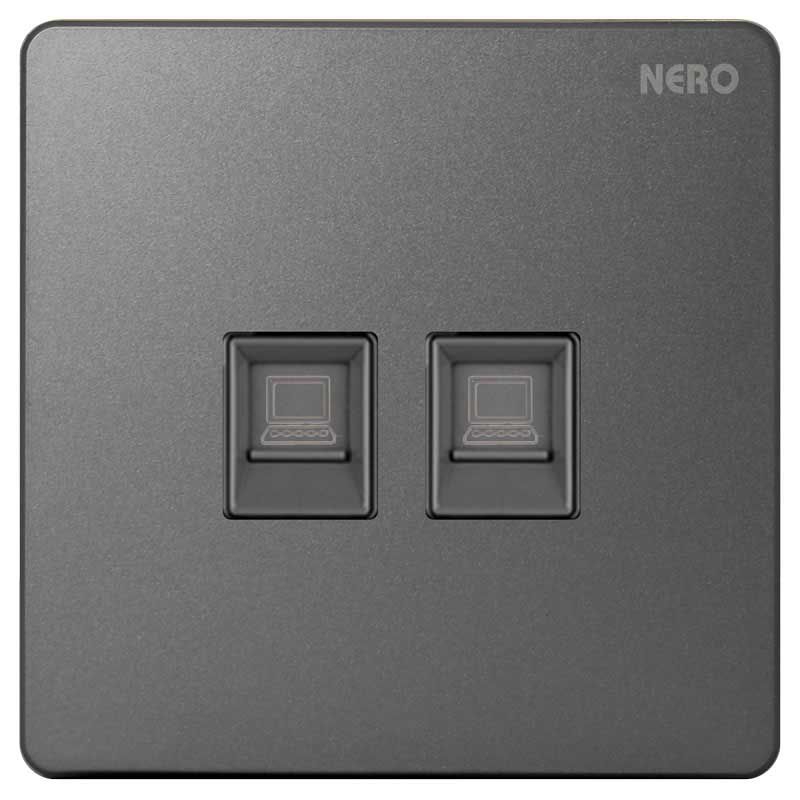 Nero X2PCA2-GR Casa LAN Socket Grey 2 Gang Data Outlet CAT6 With ...