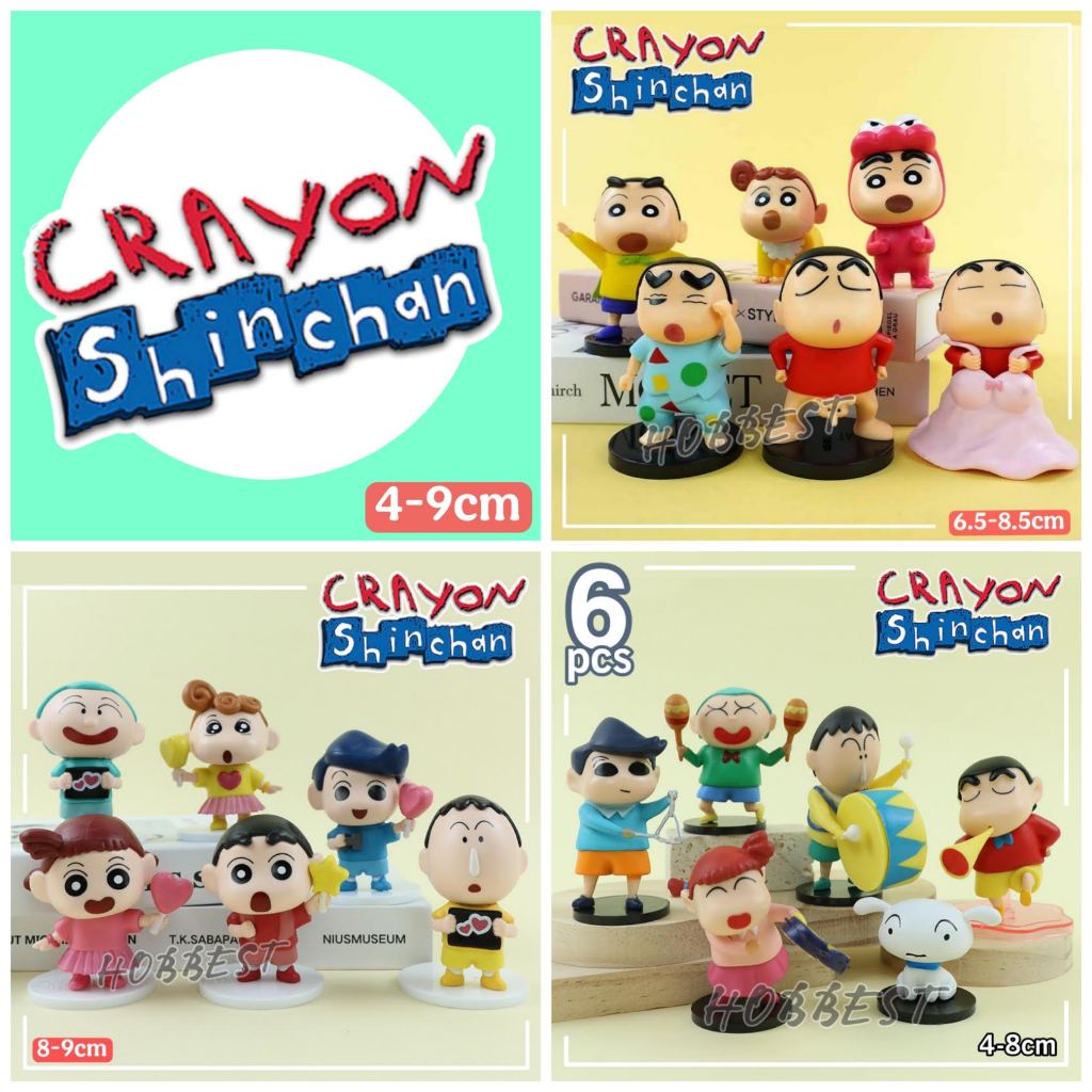 Crayon SHINCHAN Action Figures set of 6 pcs - Miniature Cake Topper ...