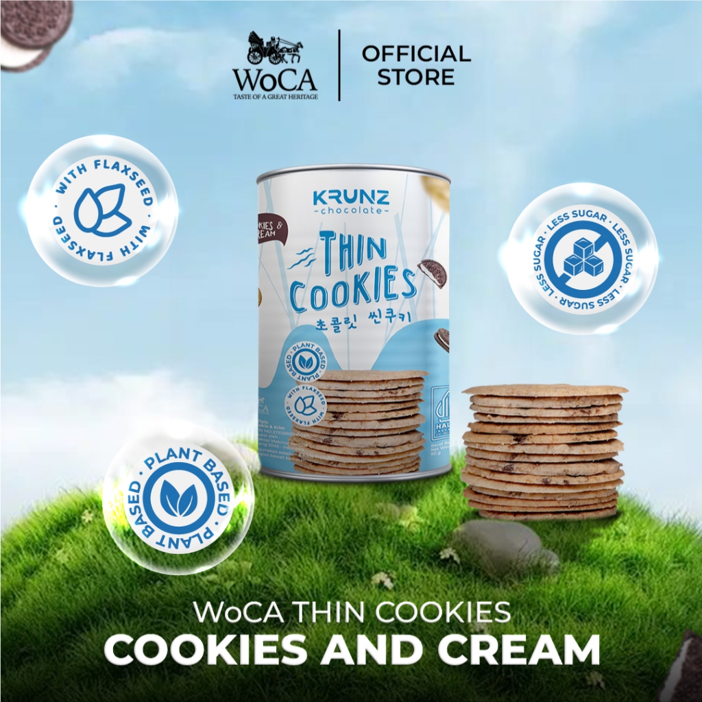 WoCA Thin Cookies Krunz Chocolate Cookies and Cream 90gr | Shopee Malaysia