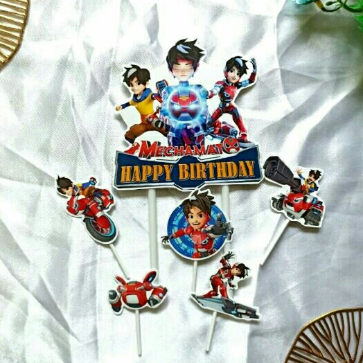 A set of mechamato theme birthday cake decoration cake topper | Shopee ...