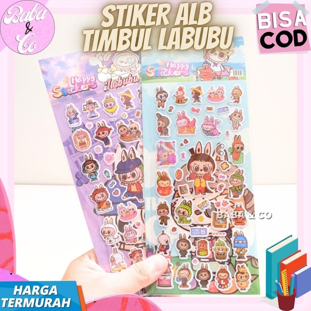 ALB STICKER embossed LABUBU CUTE UNIQUE STICKER 1 SHEET ALB 3D PUMPKIN ...