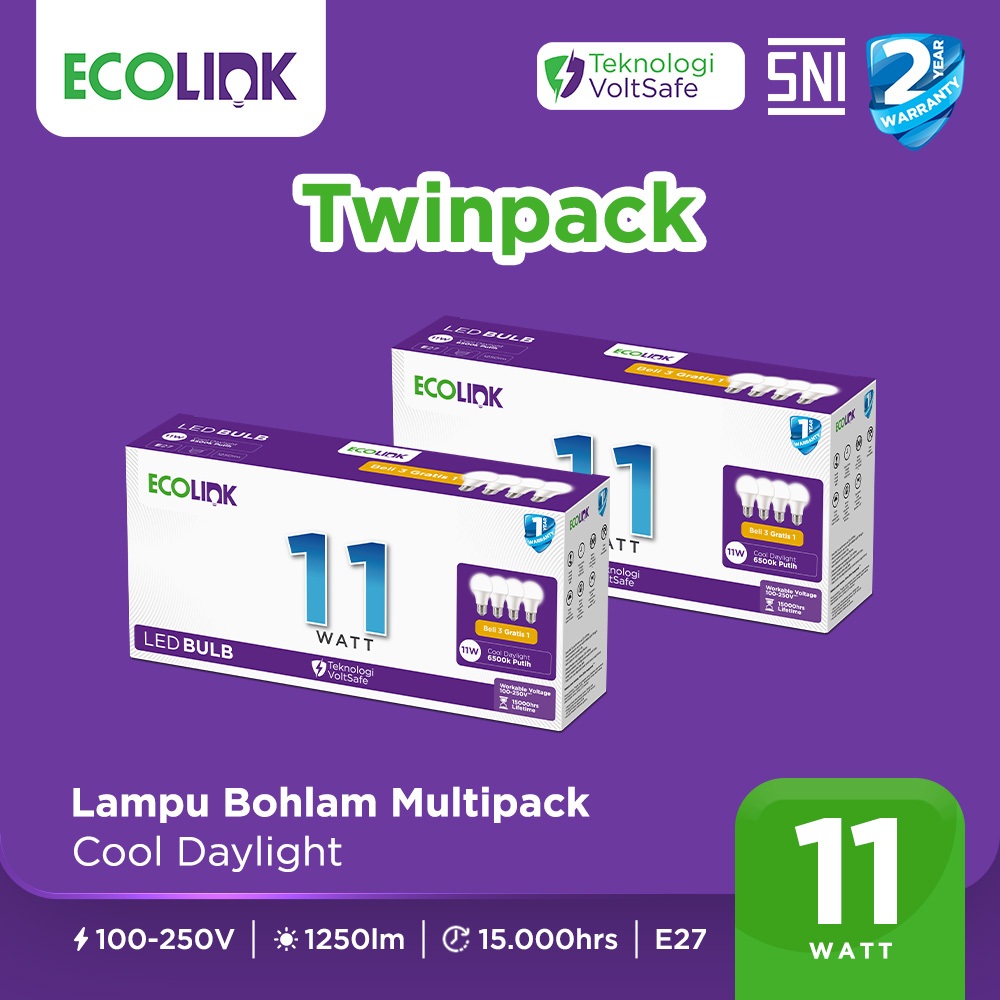 Ecolink Multipack LED Bulb Cool Day Light 11 Watt Twinpack (2pcs ...