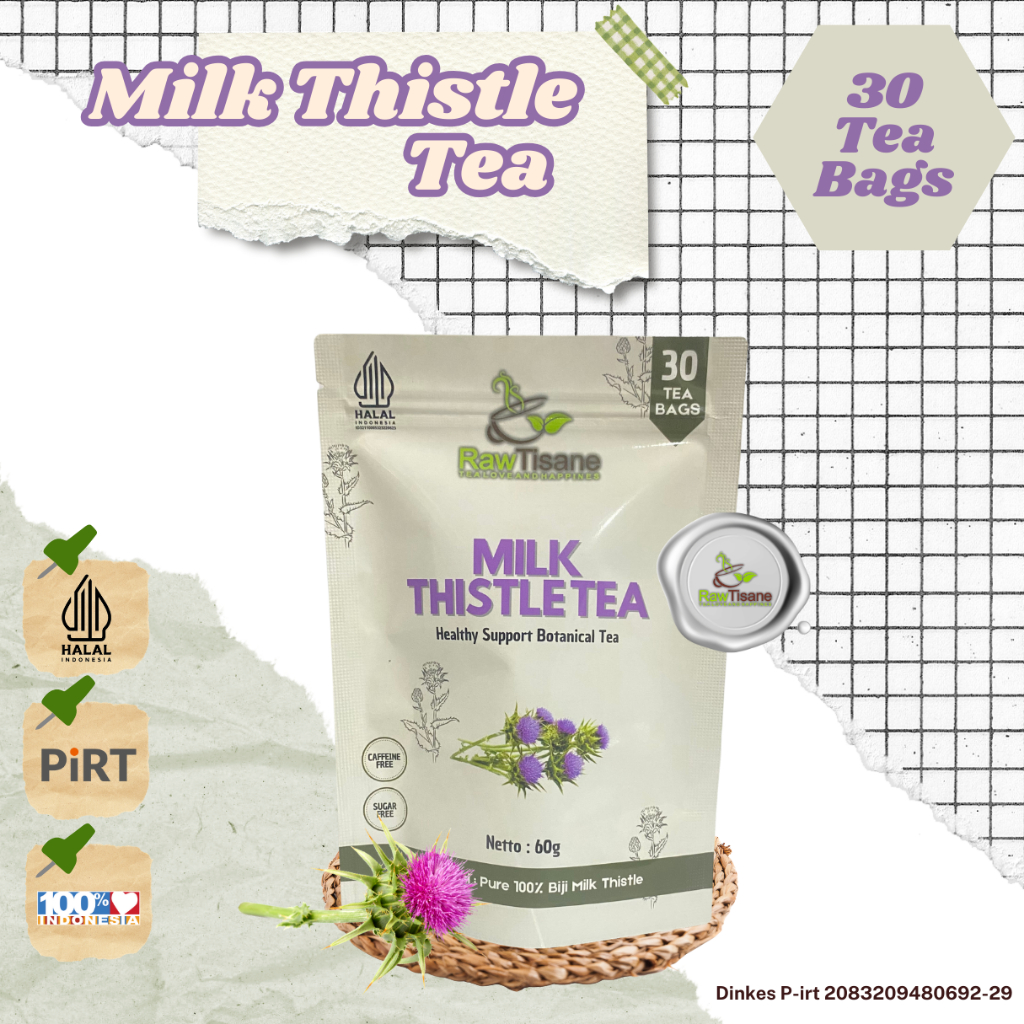 RAW TISANE Milk Thistle Tea: Milk Thistle Seed Tea Bags Contains 30 Tea ...