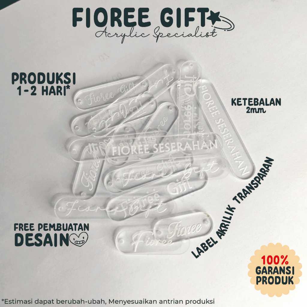 1x4 TRANSPARENT CLEAR Acrylic Hijab Label | Branding Hijab Label ...