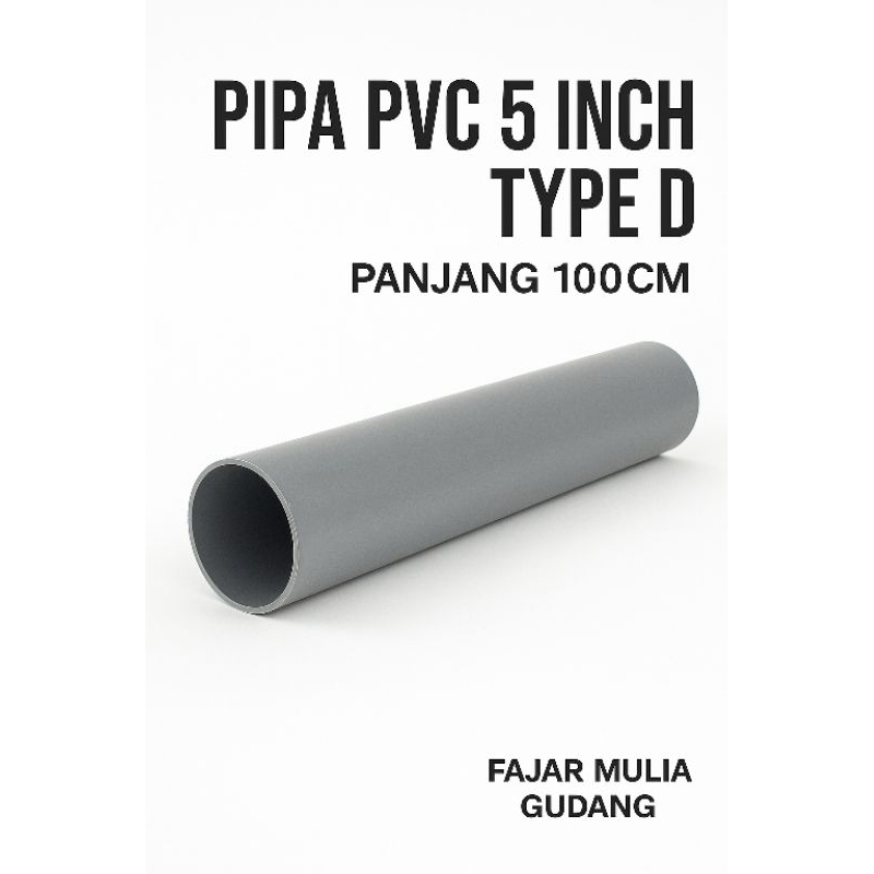 5 Inch PVC Pipe Type D Gray – Length 100cm, Diameter 14,5cm, Thickness ...