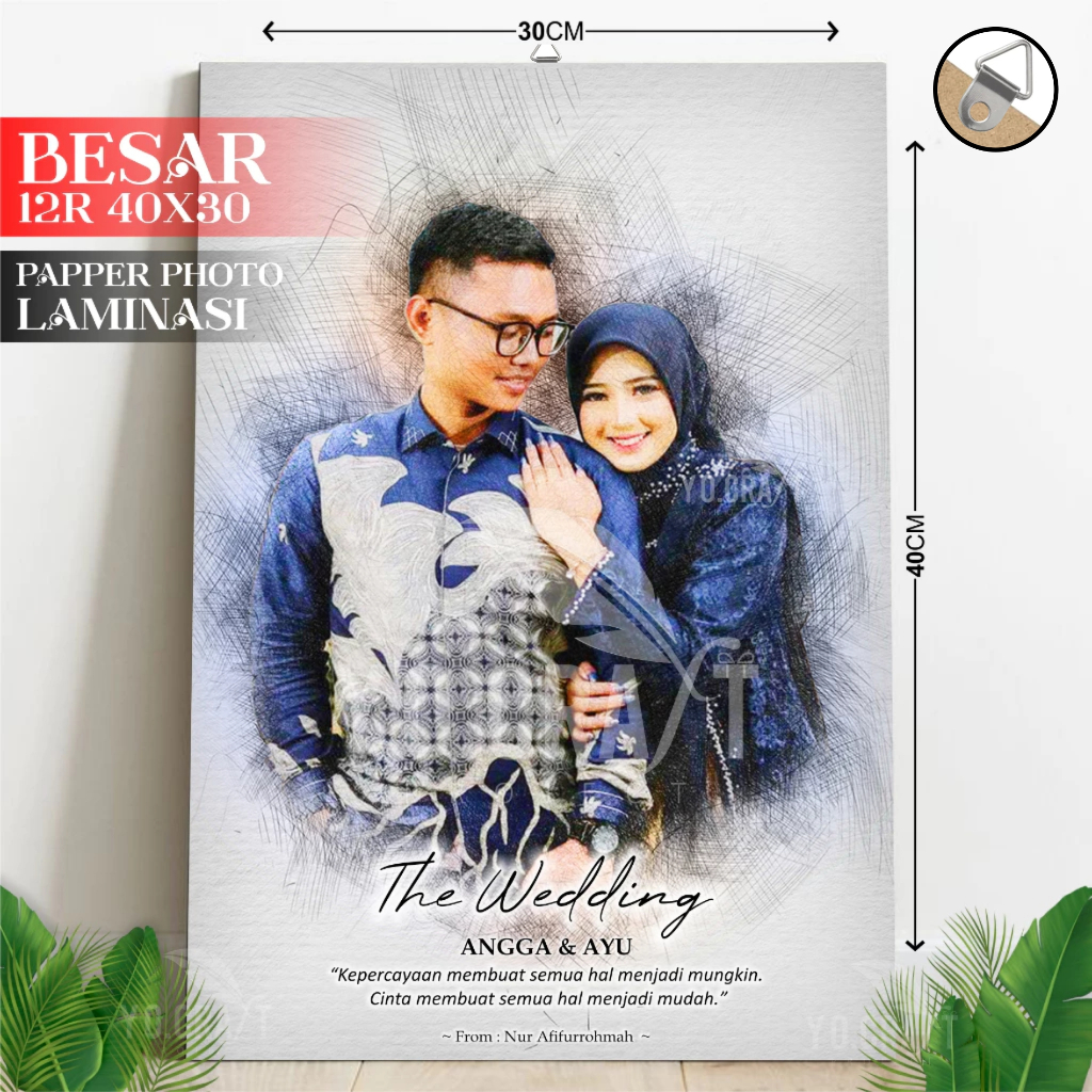 Custom face sketch + LARGE frame 40x30 - suitable for girlfriend's ...