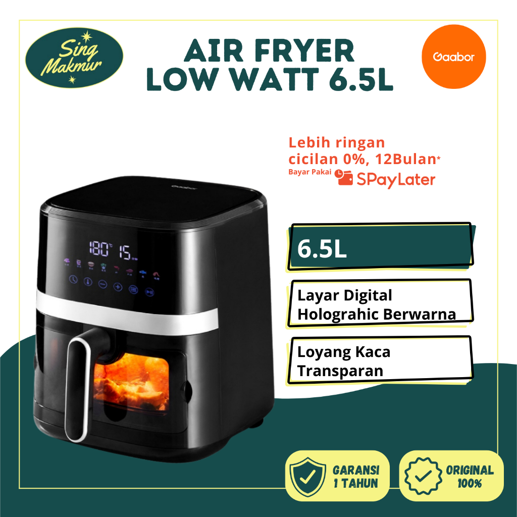 Gaabor Air Fryer Low Watt 6.5L Digital Multipurpose Non-Stick ...