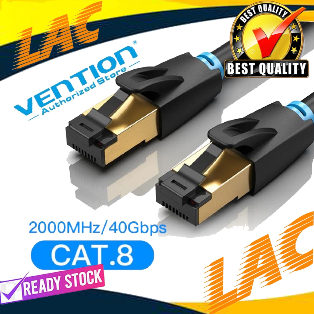 Vention RJ45 Cat8 Lan Cable 1 Meter Gigabit 40Gbps SFTP Gold / Cat 8 ...