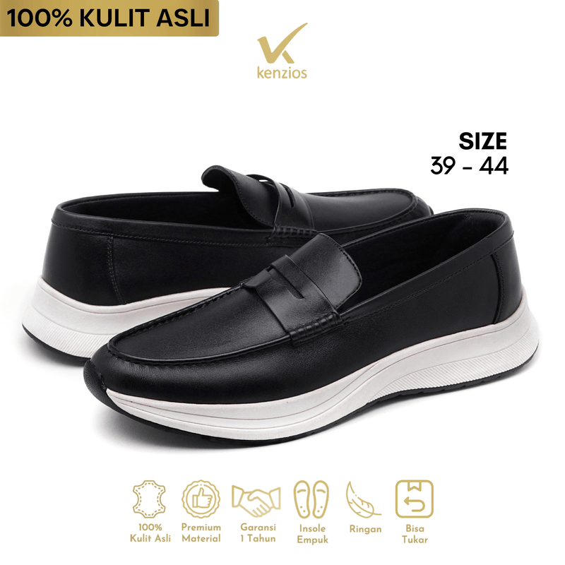 KENZIOS Men's Formal Shoes Genuine Leather Loafer Sneakers KARN SNEAKS ...